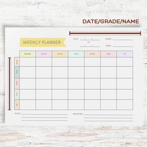 Homeschool Planner Printable Weekly Schedule Digital Download ...