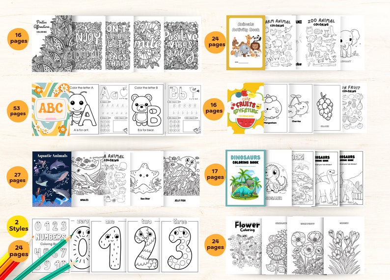 MEGA BUNDLE, 8 Educational Colouring Books, Alphabet, Numbers ...