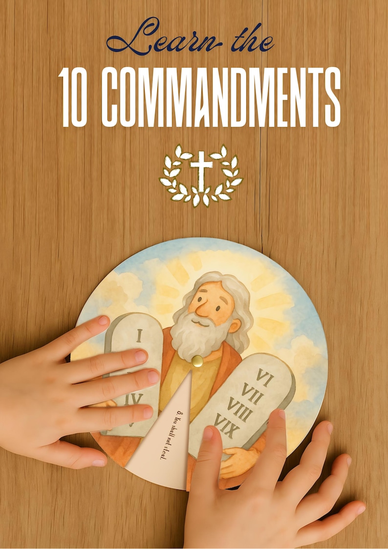 Moses Printable 10 Commandments Wheel Bible Activity for Kids Christian ...