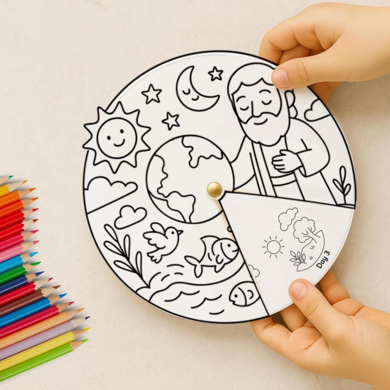 7 Days Creation Wheel Bible Craft Sunday School for Christian Kids ...