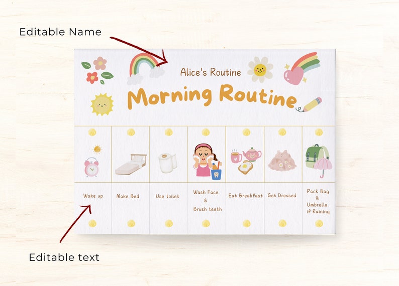 Kids Routine Chart Printable Morning Evening Schedule Daily Planner ...