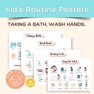 Daily Routine Chart for Kids Visual Schedule Bathroom Routine Potty ...