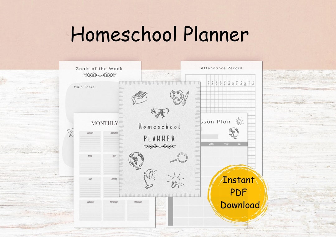 Homeschool Planner PDF Printable Record Keeping Attendance Tracker ...