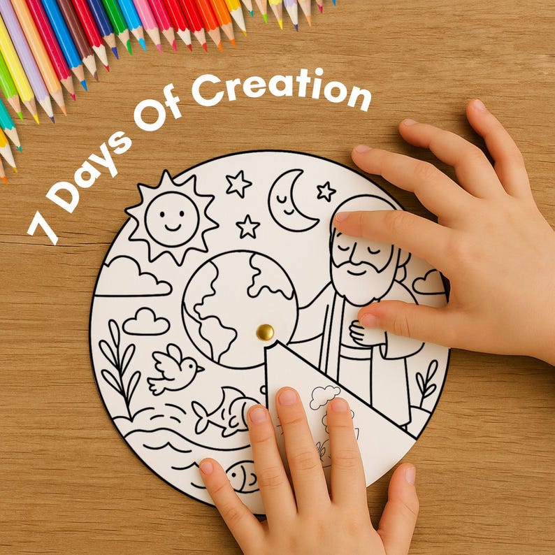 7 Days Creation Wheel Bible Craft Sunday School for Christian Kids ...