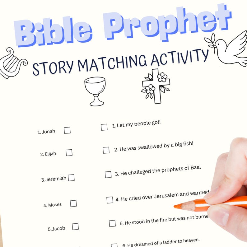 Bible Prophet Matching Game Christian Printable Activity for Kids ...