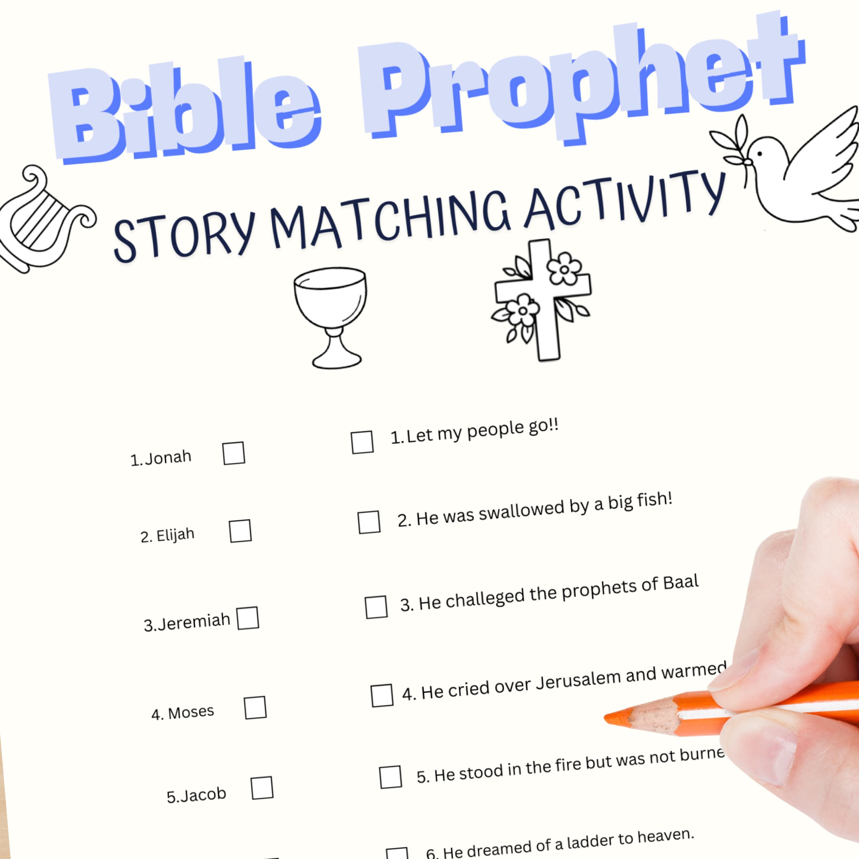 Bible Prophet Matching Game Christian Printable Activity for Kids ...