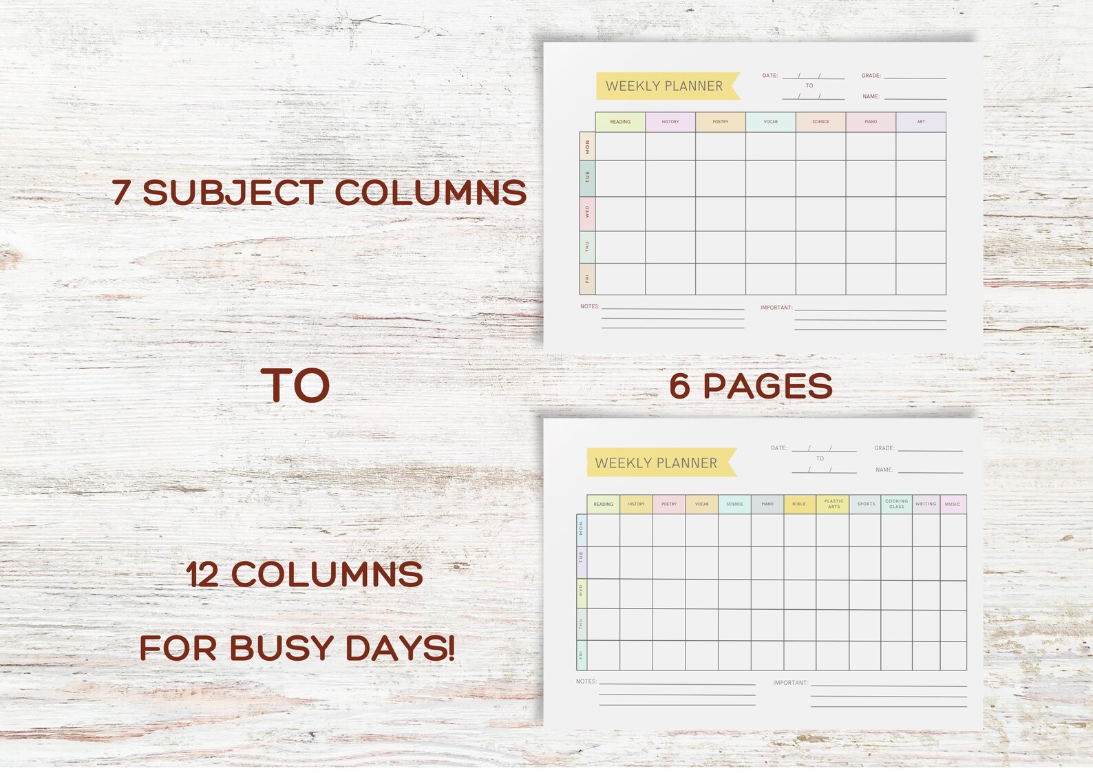 Homeschool Planner Printable Weekly Schedule Digital Download ...