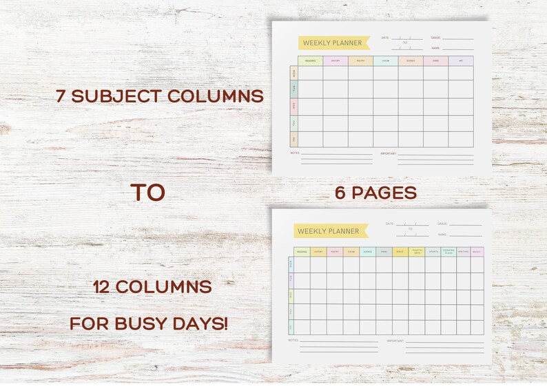 Homeschool Planner Printable Weekly Schedule Digital Download ...