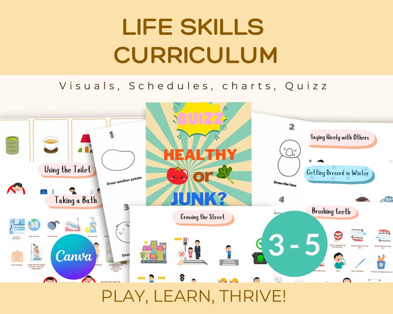 Life Skills Printable Visual Schedule Homeschool Curriculum Special ...