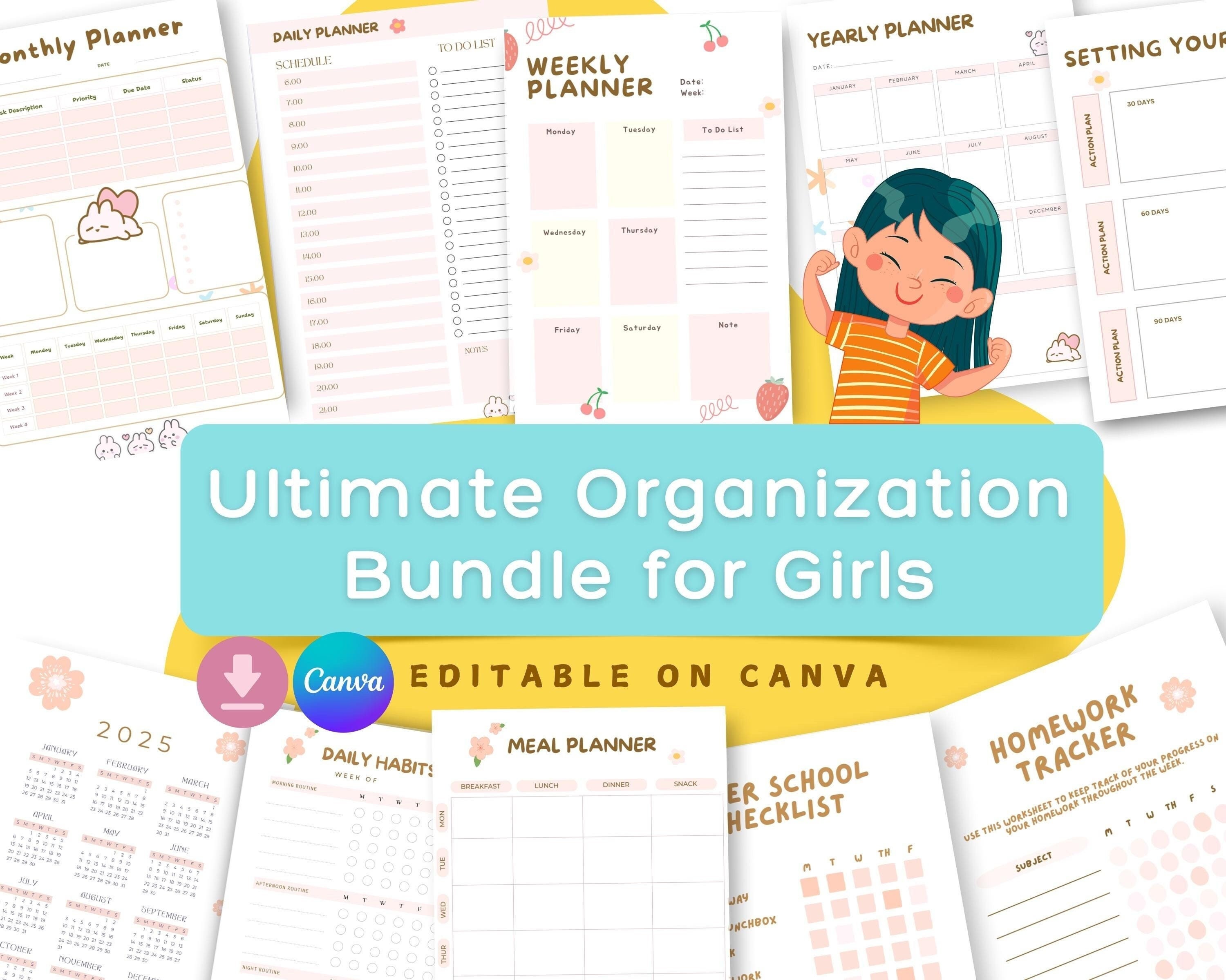 Kids Daily Planner Elementary Student Digital Homeschool Organization ...