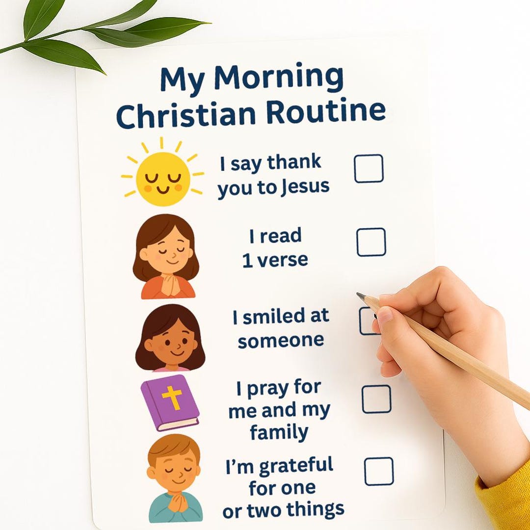 Christian Morning Routine Chart for Kids Printable Prayer Checklist for ...