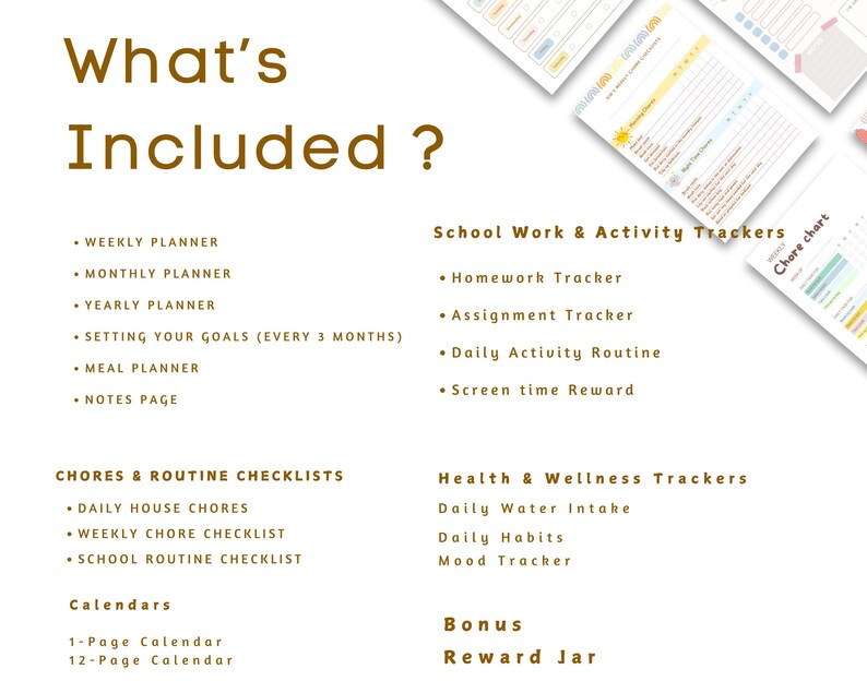 Kids Planner Printable Daily Schedule Homeschool Student Organizer ...