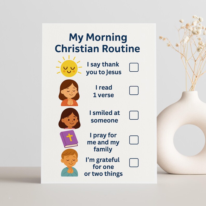 Christian Morning Routine Chart for Kids Printable Prayer Checklist for ...