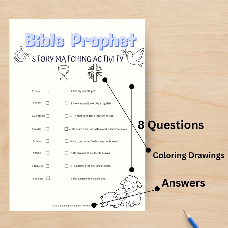 Bible Prophet Matching Game Christian Printable Activity for Kids ...