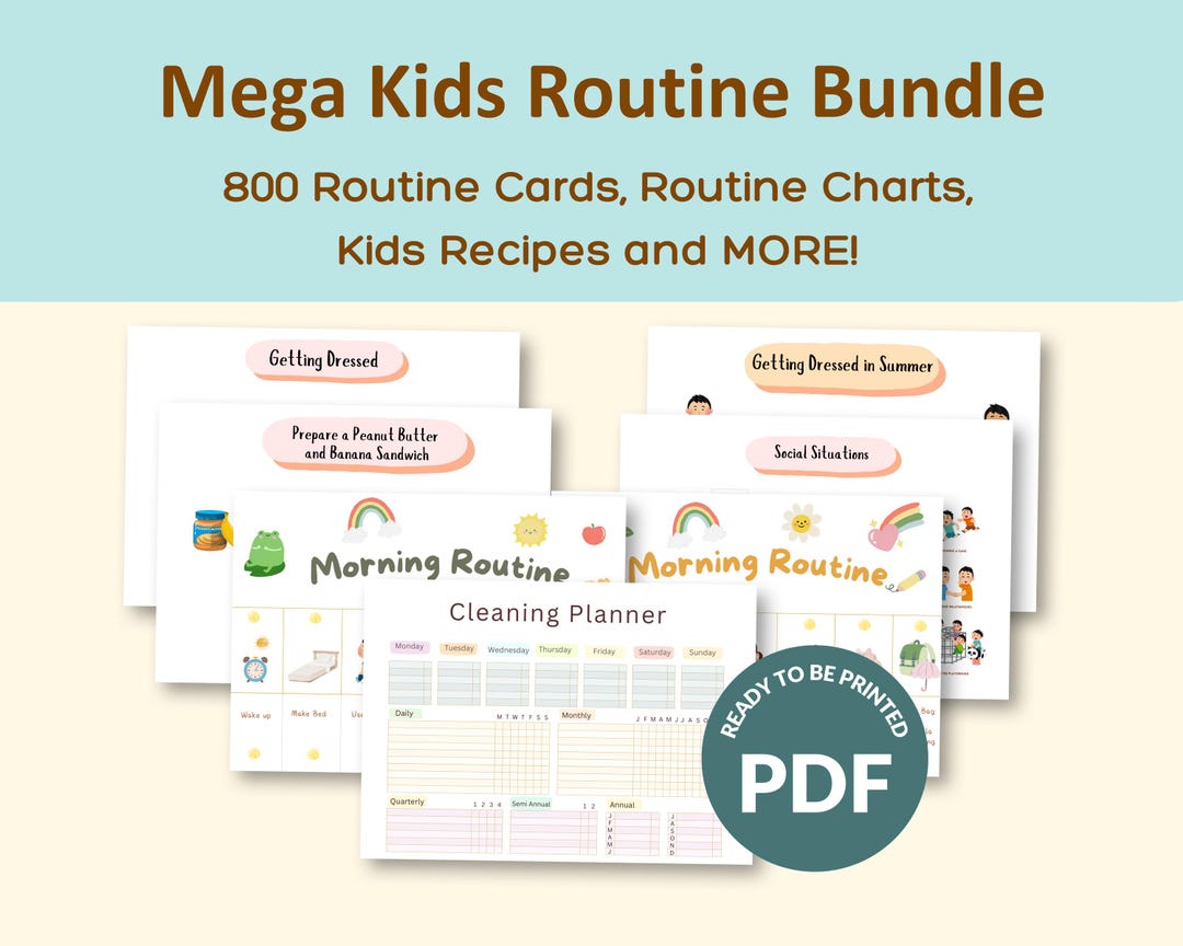 Daily Routine Chart for Toddler Morning Evening Routine Visual Schedule ...