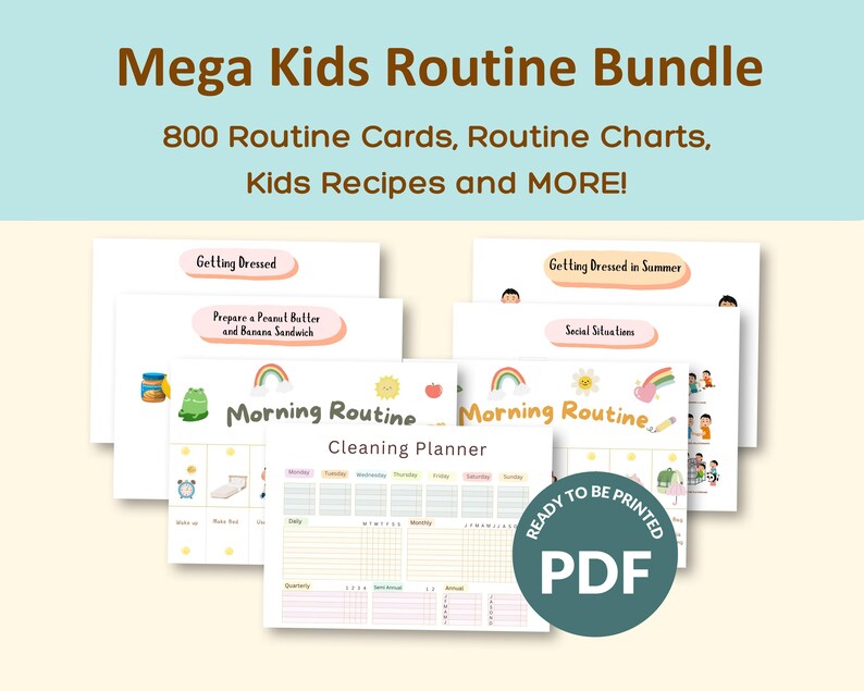 Daily Routine Chart for Toddler Morning Evening Routine Visual Schedule ...