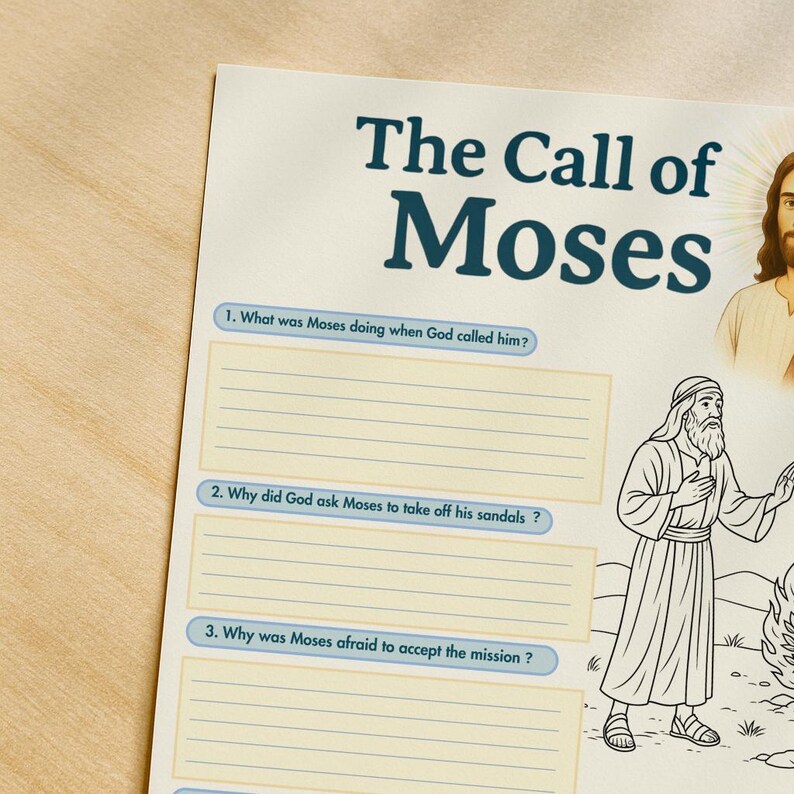 The Call of Moses Bible Lesson Old Testament Worksheet Christian Kids ...