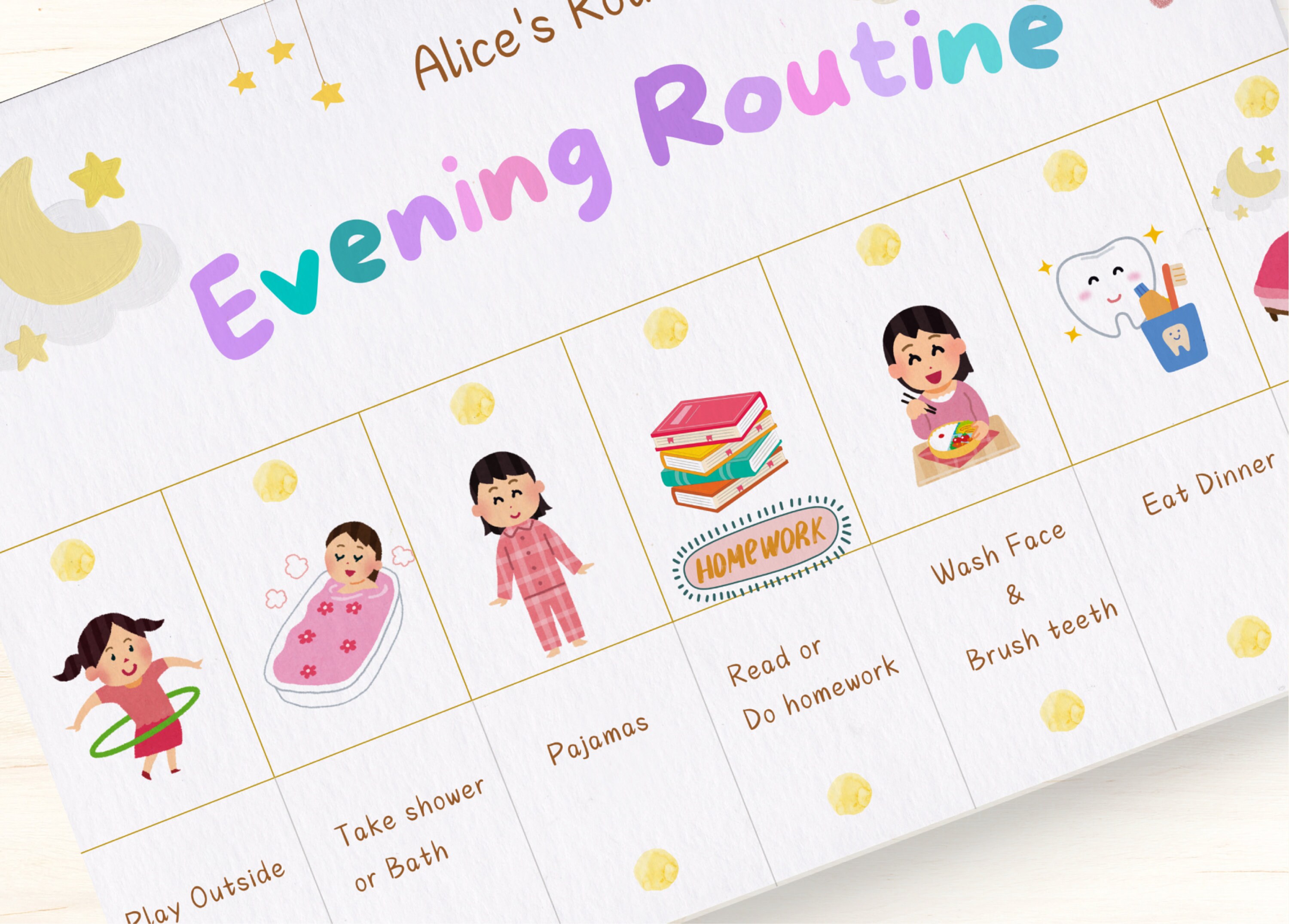 Kids Routine Chart Printable Morning Evening Schedule Daily Planner ...