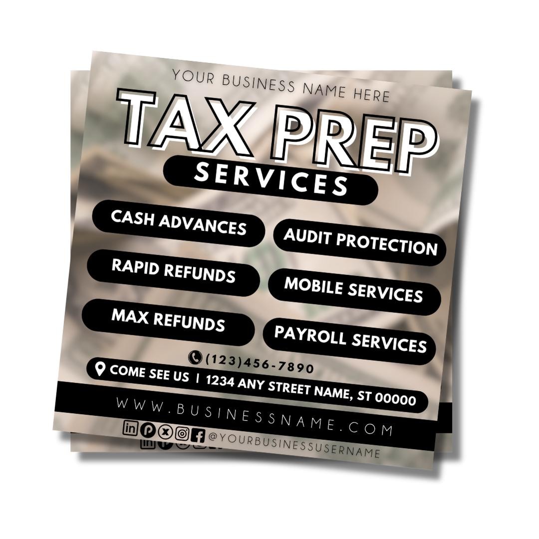 Tax Prep Flyer, Tax Prep Marketing, Tax Prep Templates, Tax Flyer, Tax ...