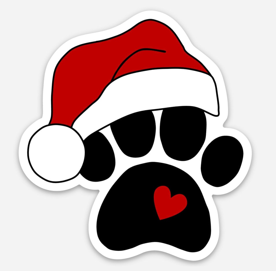 Paw Print Wearing Santa Hat Sticker - Etsy Canada