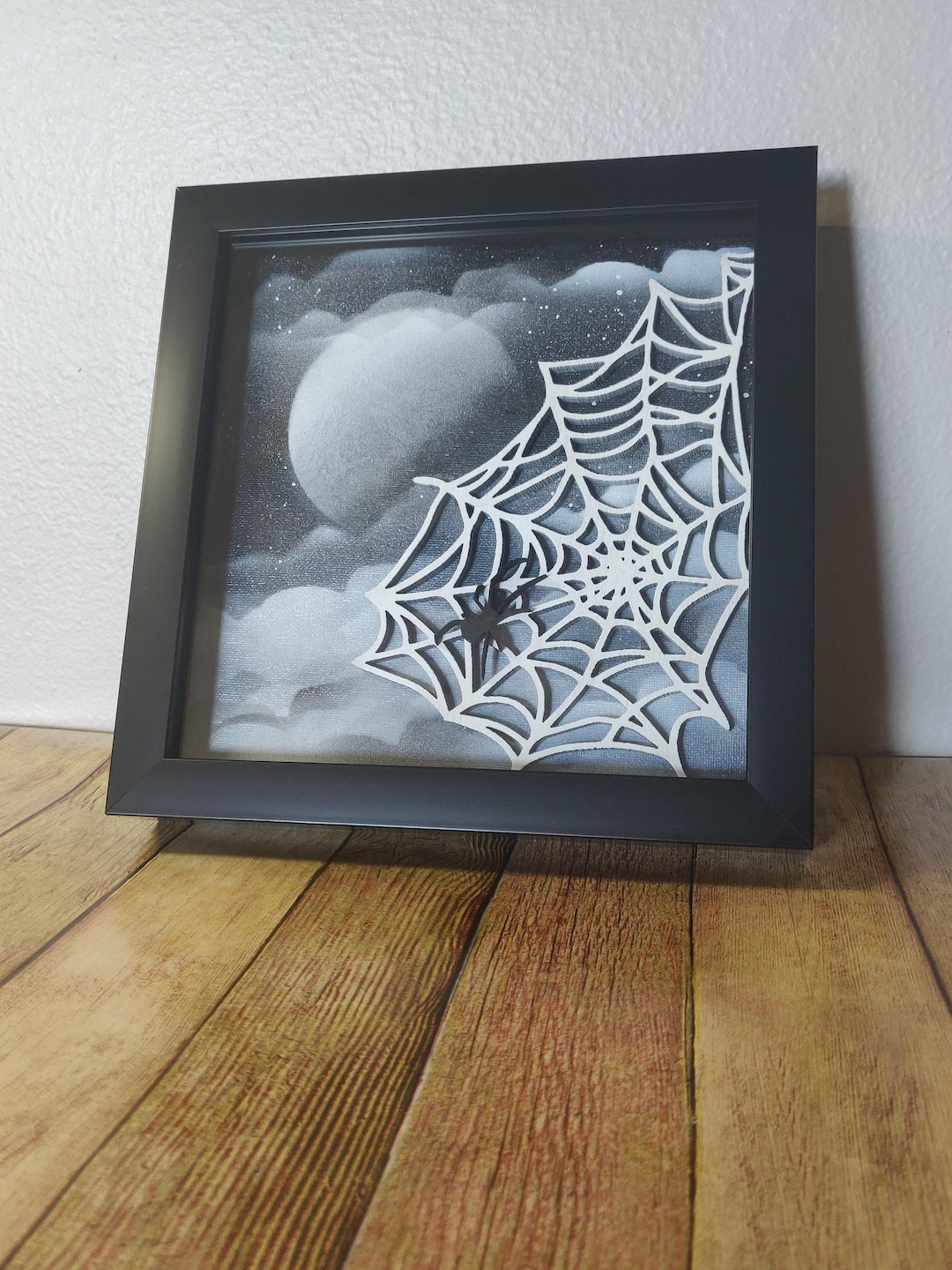 3D Halloween Spider Shadow Box: 8x8 Laser Engraved Scene - Etsy