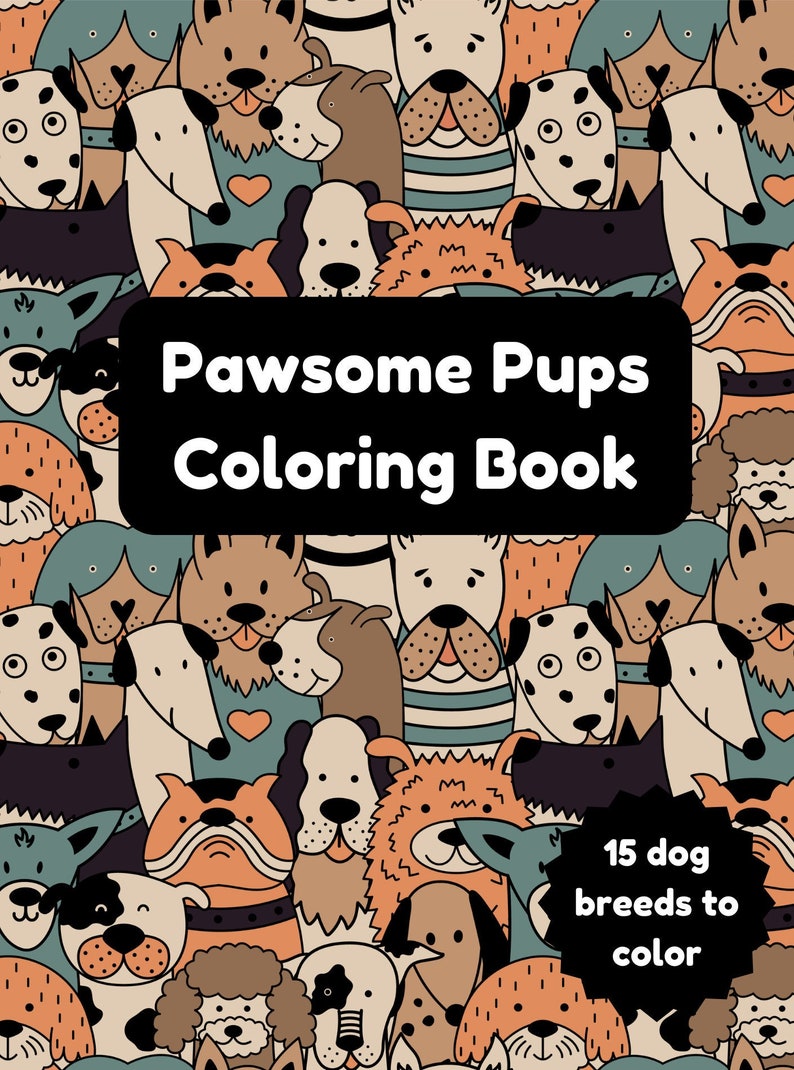 Pawsome Pups Coloring Book: 15 Adorable Dog Breeds - Etsy