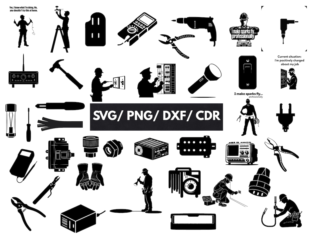 Electrician SVG Bundle | Funny Sarcastic Quotes, Electrical Tools ...