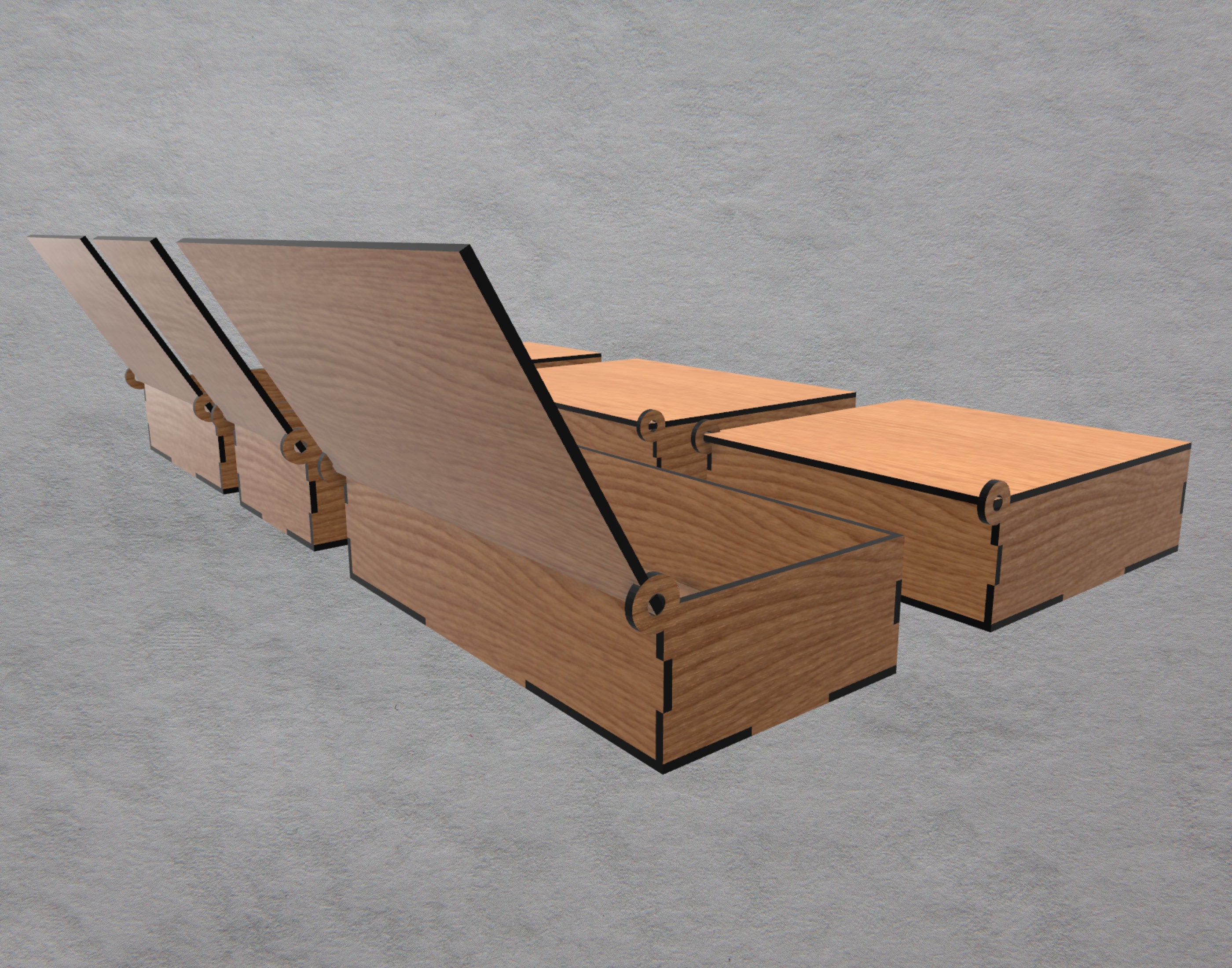 Laser Cut Box With Flip up Lid , Six Different Size Box , for 3mm, 1 ...