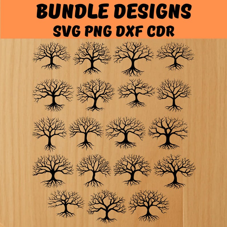 Bare Tree SVG Bundle, Leafless Tree Clipart, Rustic Tree Cut File ...