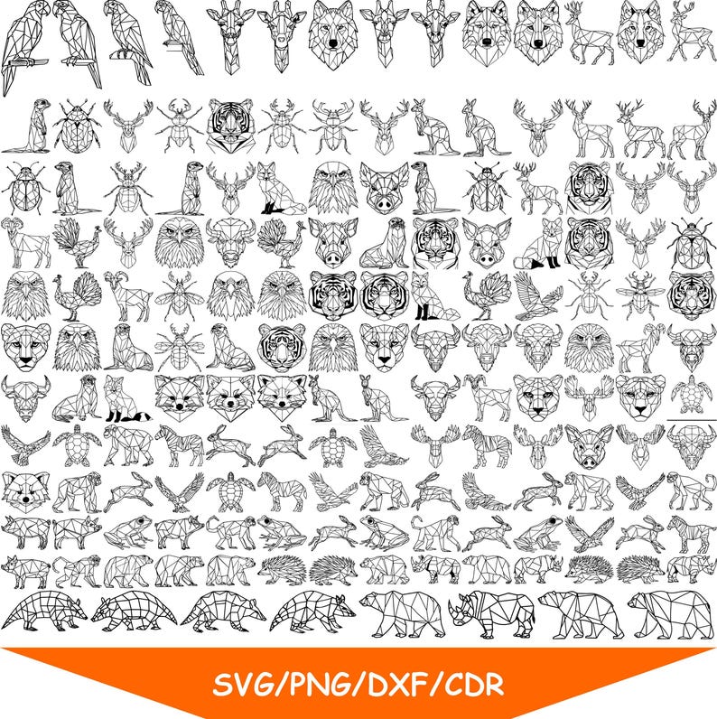 162 Geometric Animals Svg Bundle, Polygon Animals Svg, Geometric ...