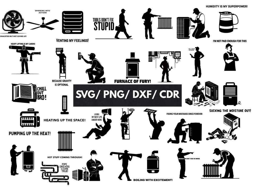 HVAC SVG Bundle | Funny Sarcastic Quotes, Heating Air Conditioning Tech ...