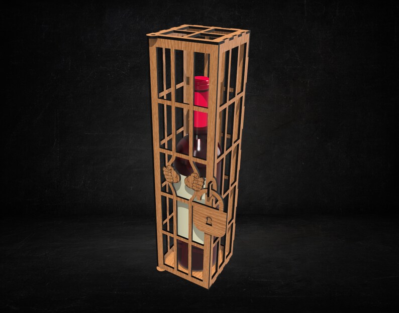 Wine Gift Box in Prison, Laser Cut Wine Box, 3mm, 1/8 Wine Box, Laser ...