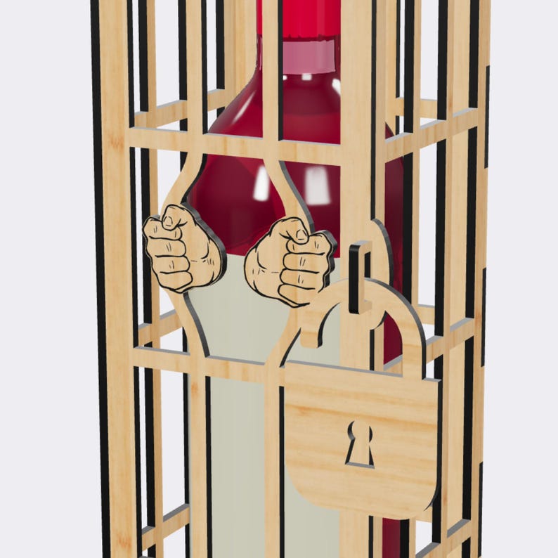 Wine Gift Box in Prison. Laser Cut Files SVG, DXF, CDR Vector Plans ...