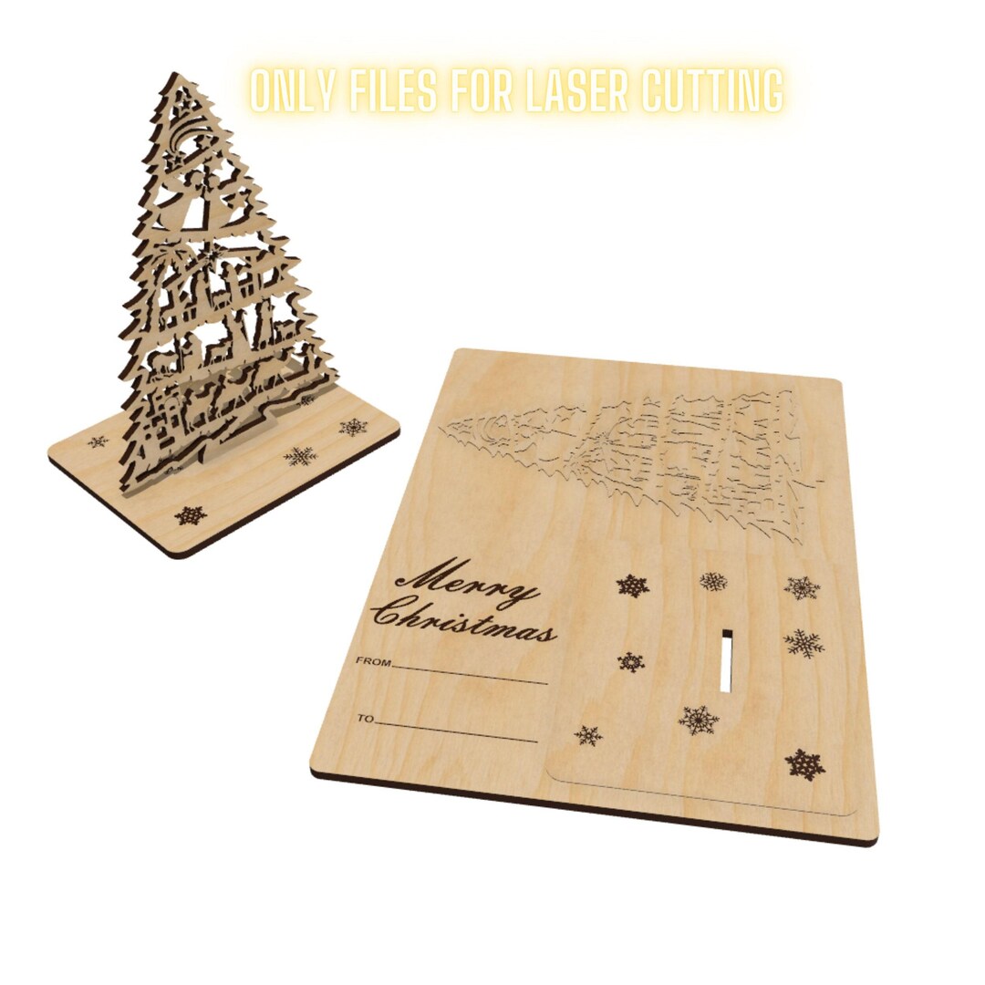 Christmas Card Laser Cut Files, Christmas Tree Gift, Christmas Souvenir ...