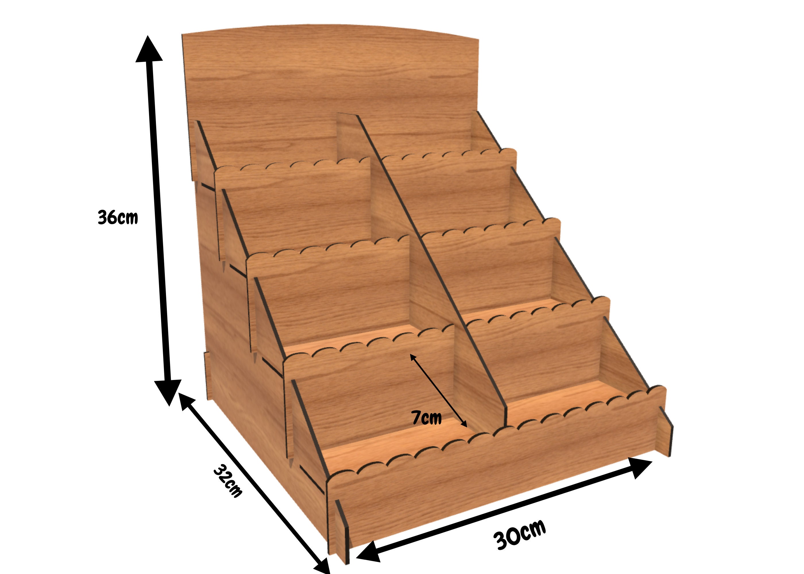 Laser-cut Retail Counter Display Stand in Three Different Sizes - Tiered Display Stand - SVG ...
