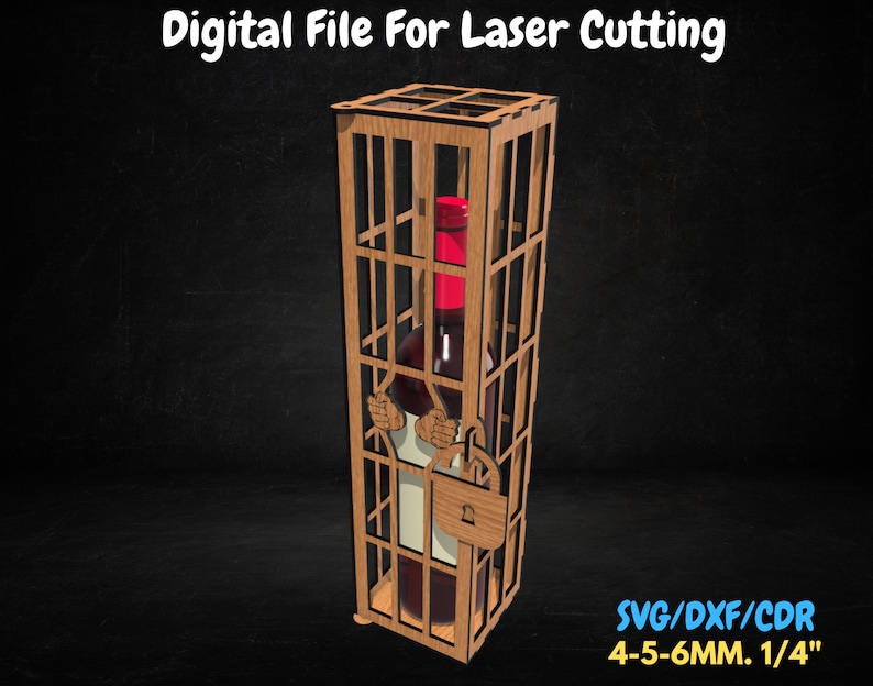 Wine Gift Box in Prison, Laser Cut Wine Box, 4-5-6mm, 1/4 Wine Box ...