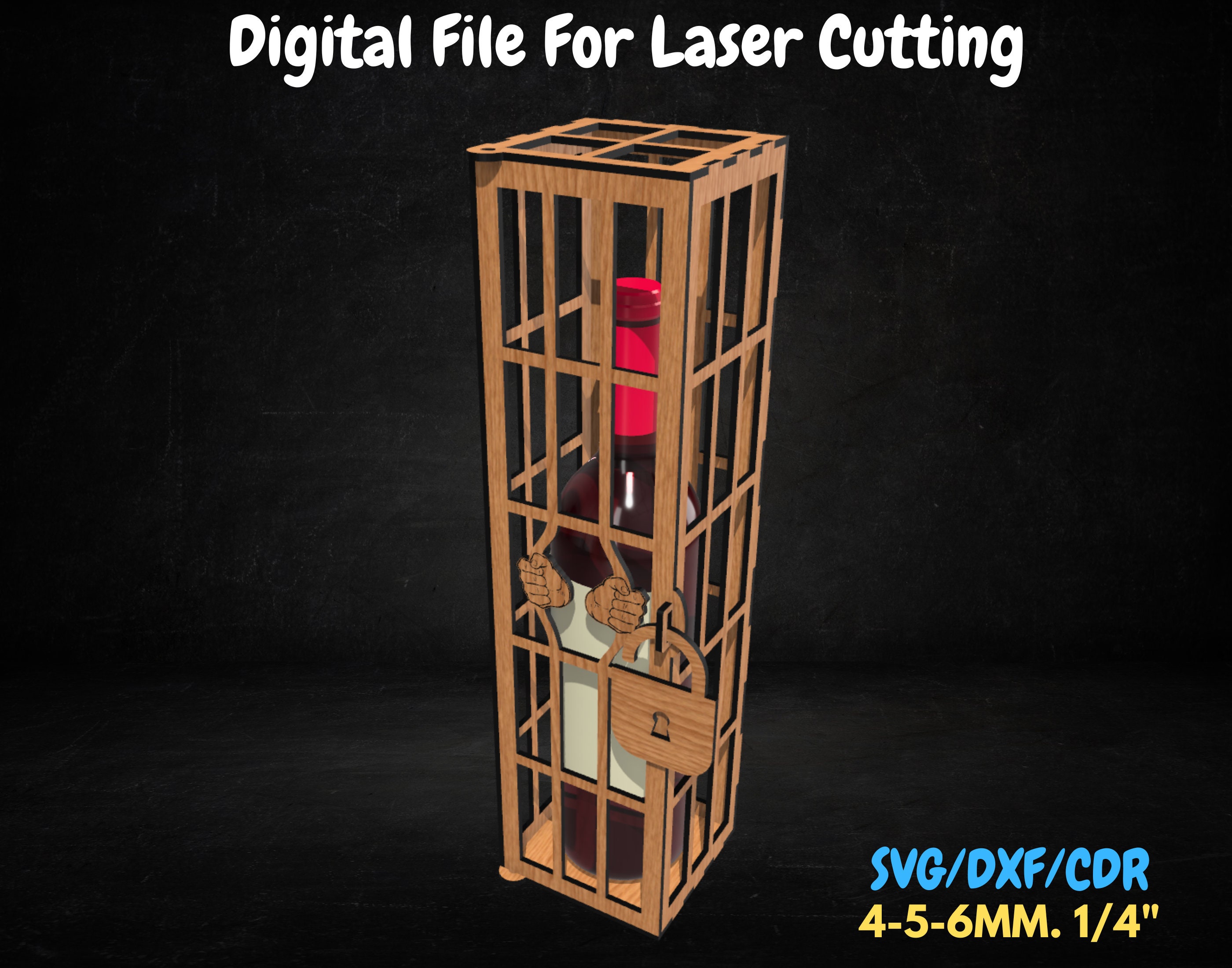 Wine Gift Box in Prison, Laser Cut Wine Box, 4-5-6mm, 1/4 Wine Box ...