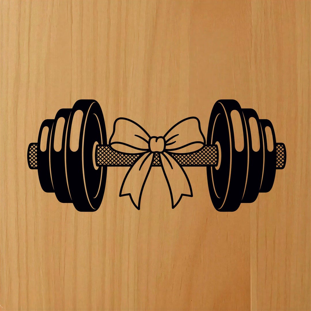 Barbell Bow SVG, Feminine Dumbbell Laser Cut, Gym Girl Glowforge Sign ...