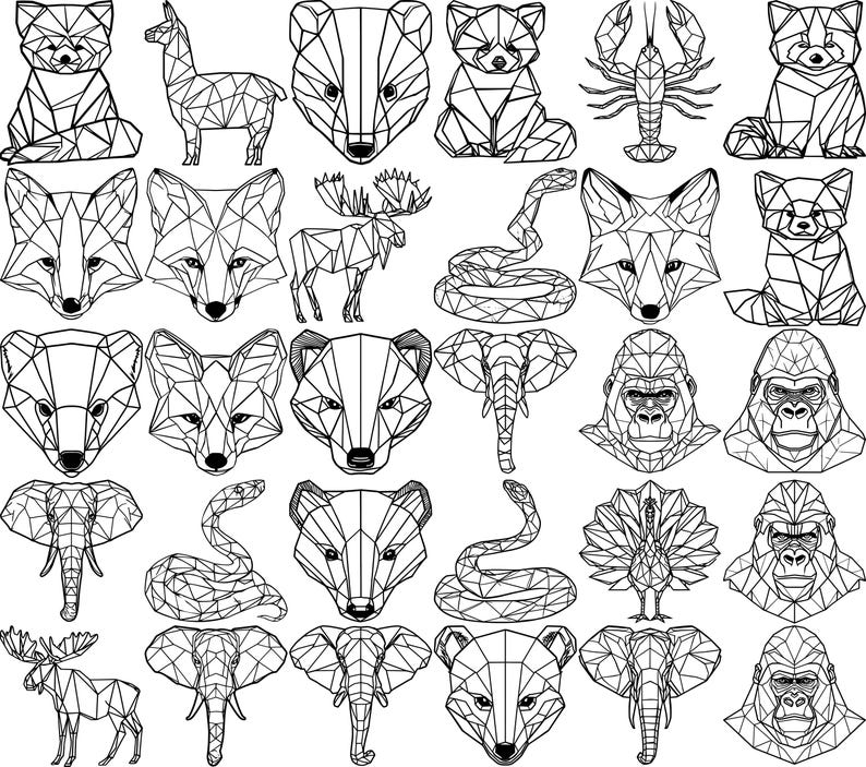 150 Geometrical Animals Svg Bundle, Geometric Wildlife SVG Digital Arts ...