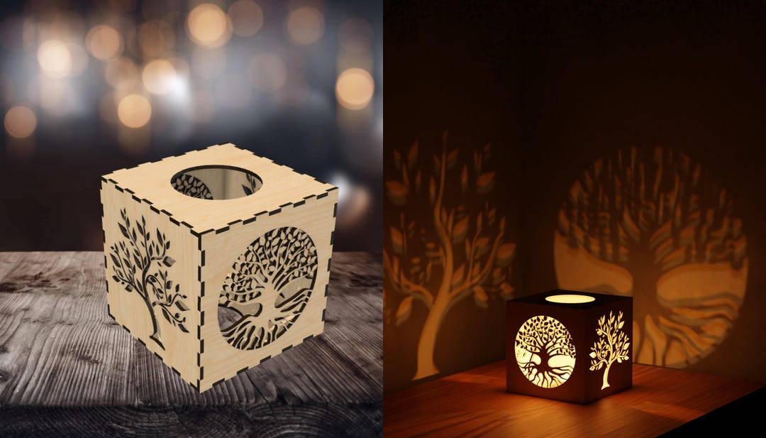Tree of Life Tea Light Lantern | Lightburn | SVG | Digital Cut Files ...