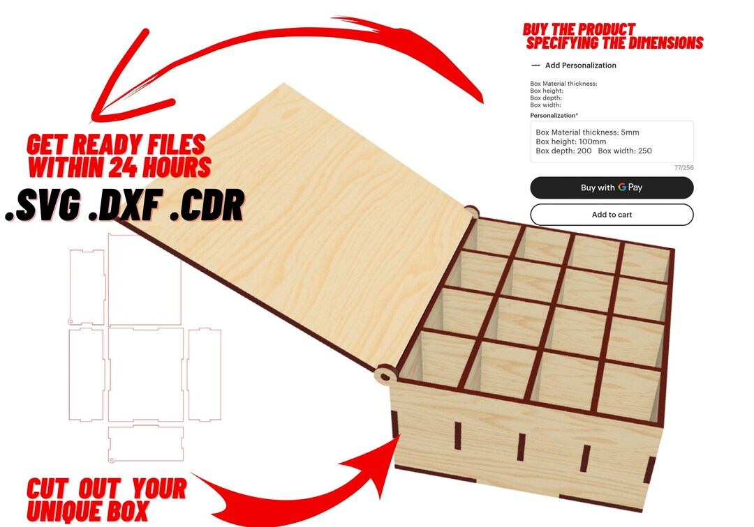 Personalized Box in Size Specify the Size You Want Custom Wood Box Svg ...