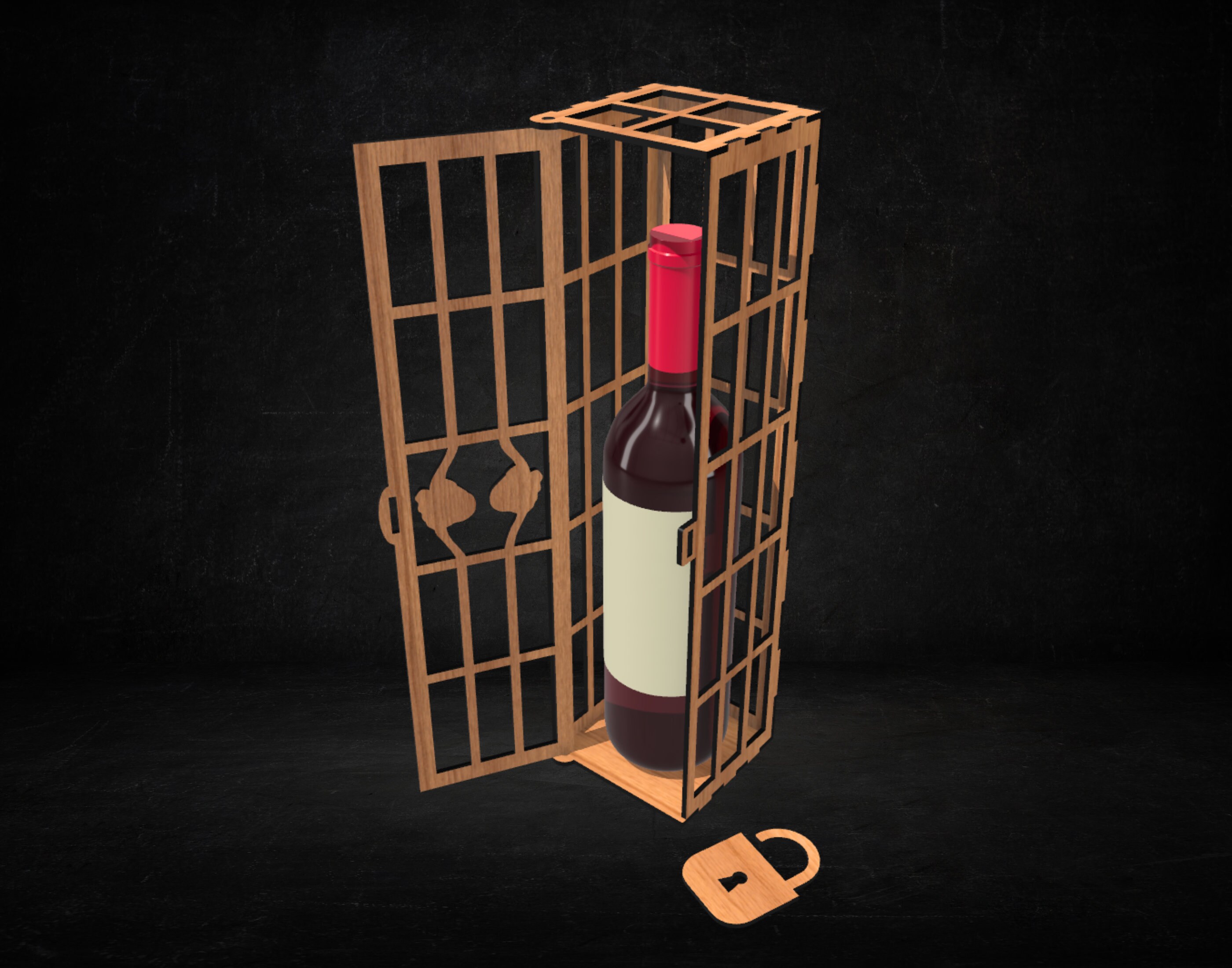 Wine Gift Box in Prison, Laser Cut Wine Box, 4-5-6mm, 1/4 Wine Box ...
