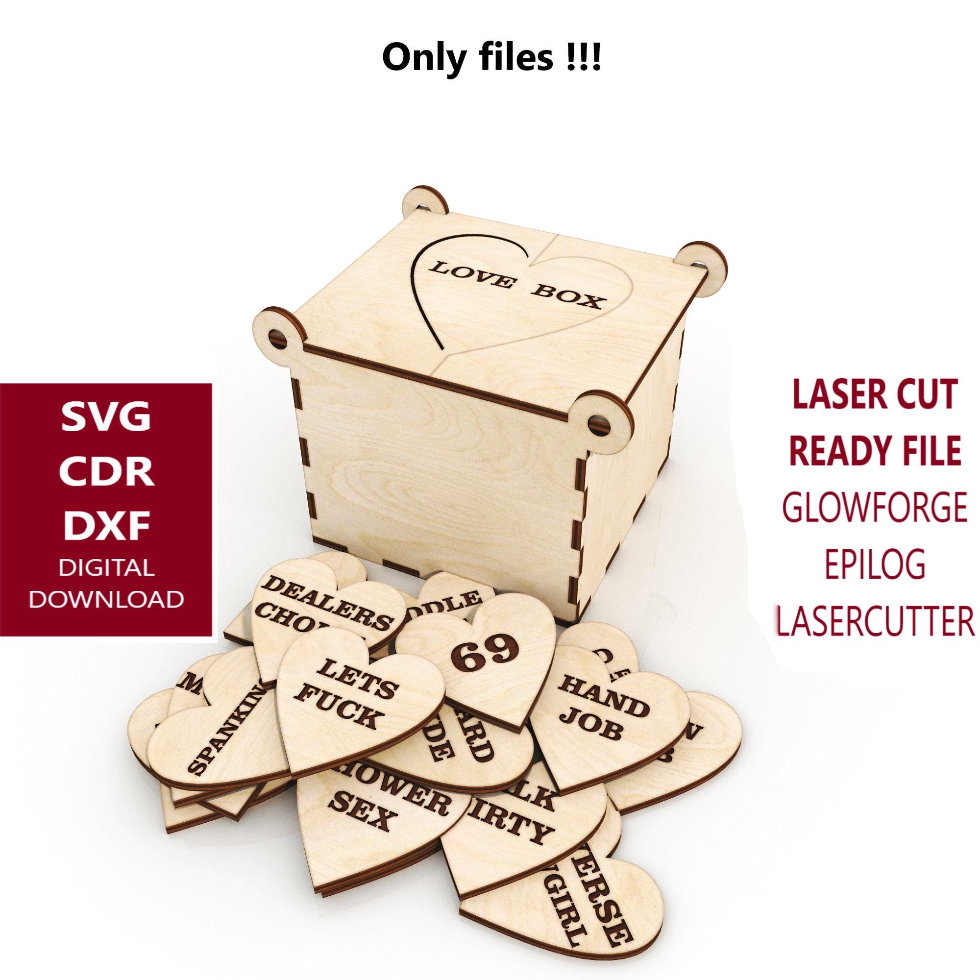 Love Box Set 20 Tokens and Box Laser Cut Files SVG, DXF Cnc Pattern Gag ...