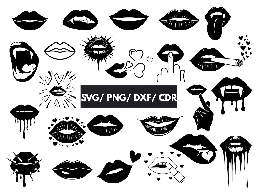 Lips SVG Bundle, Lips Png Files for Cricut, Lipstick Svg Files, Kiss ...