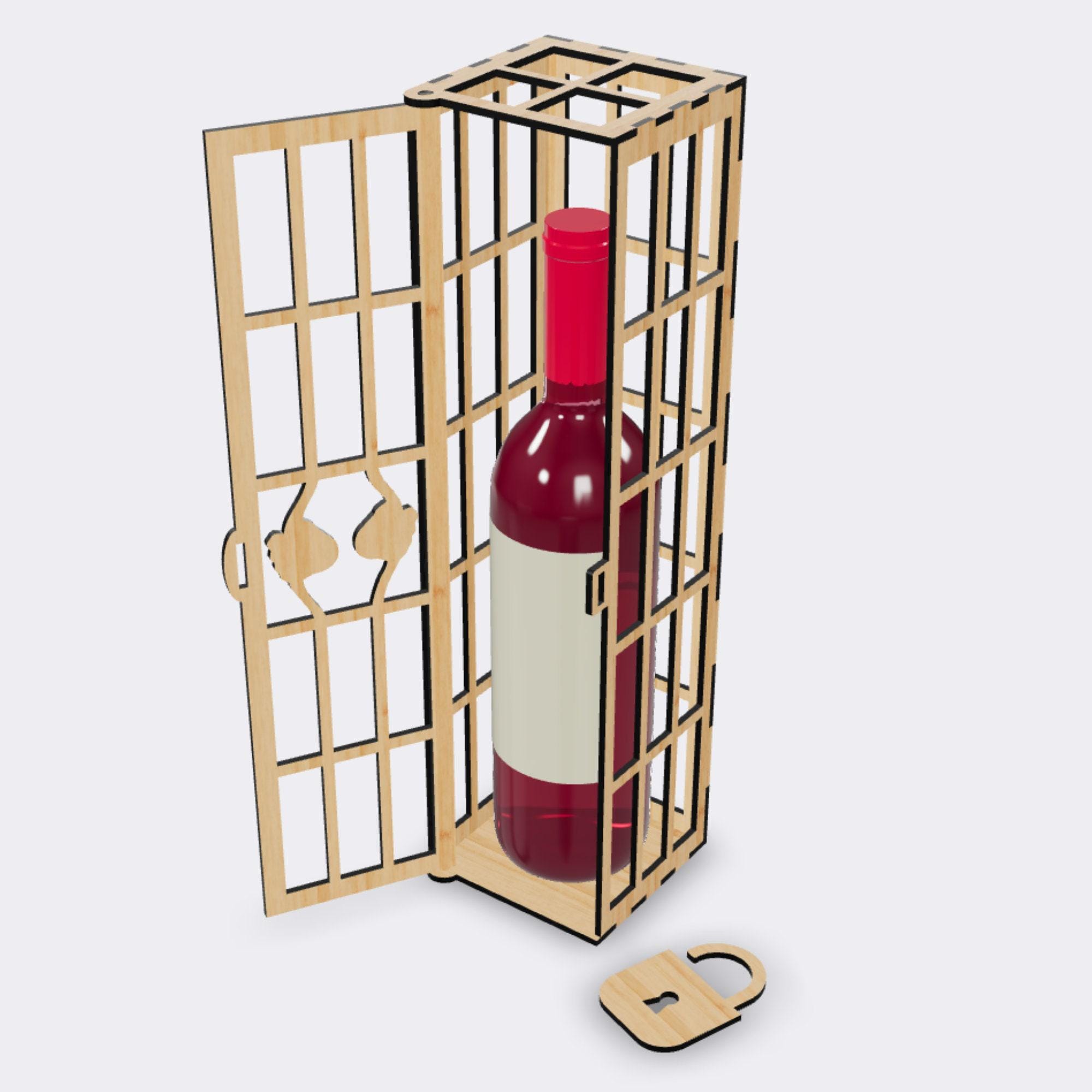 Wine Gift Box in Prison. Laser Cut Files SVG, DXF, CDR Vector Plans ...