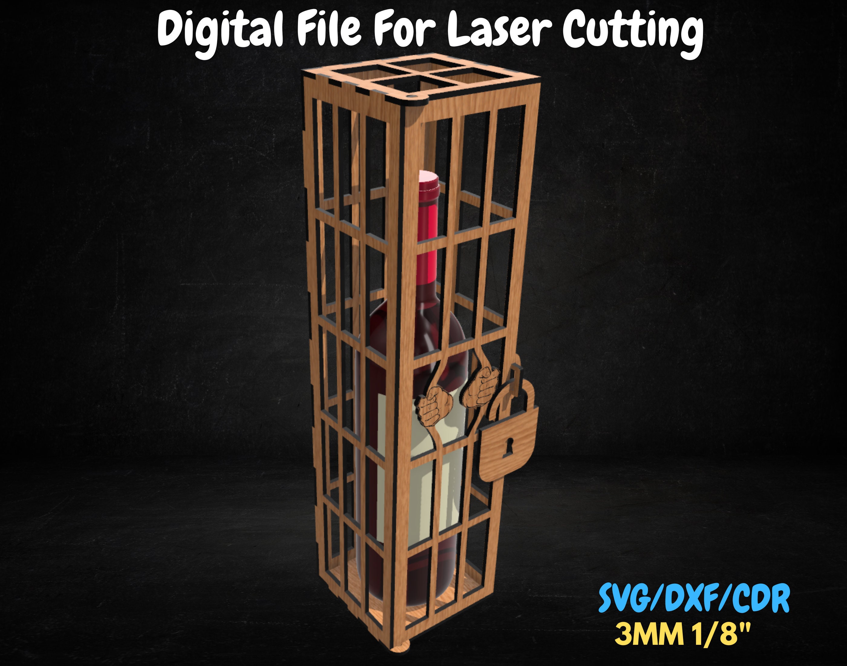 Wine Gift Box in Prison, Laser Cut Wine Box, 3mm, 1/8 Wine Box, Laser ...