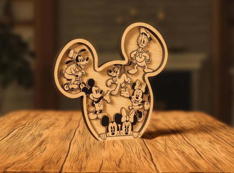 Mickey Minnie Mouse 6 Layer SVG DXF Laser Cut Donald Goofy Pluto 3D ...
