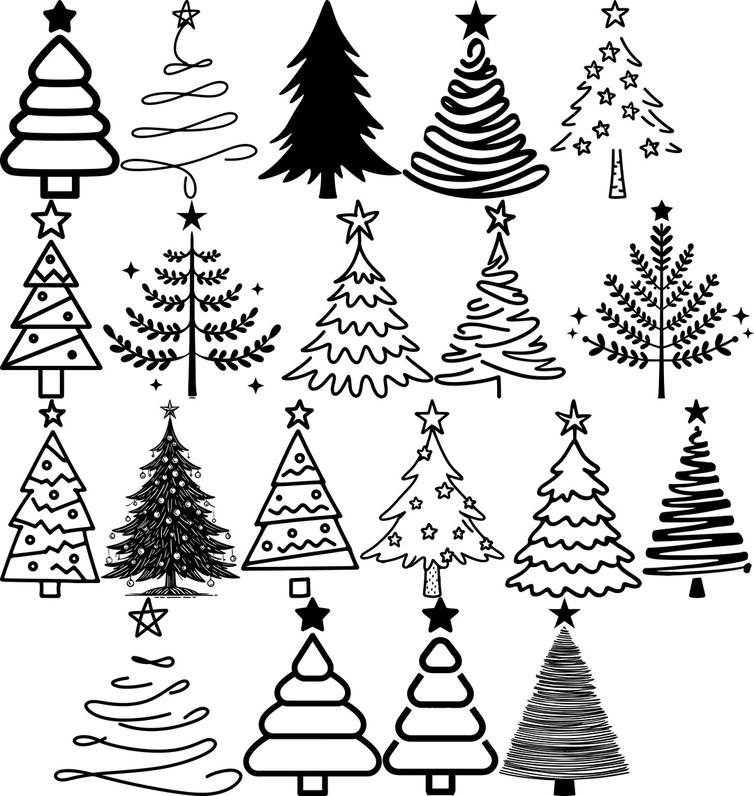 Christmas Tree SVG Bundle - Festive Holiday Tree Designs for T-shirts ...