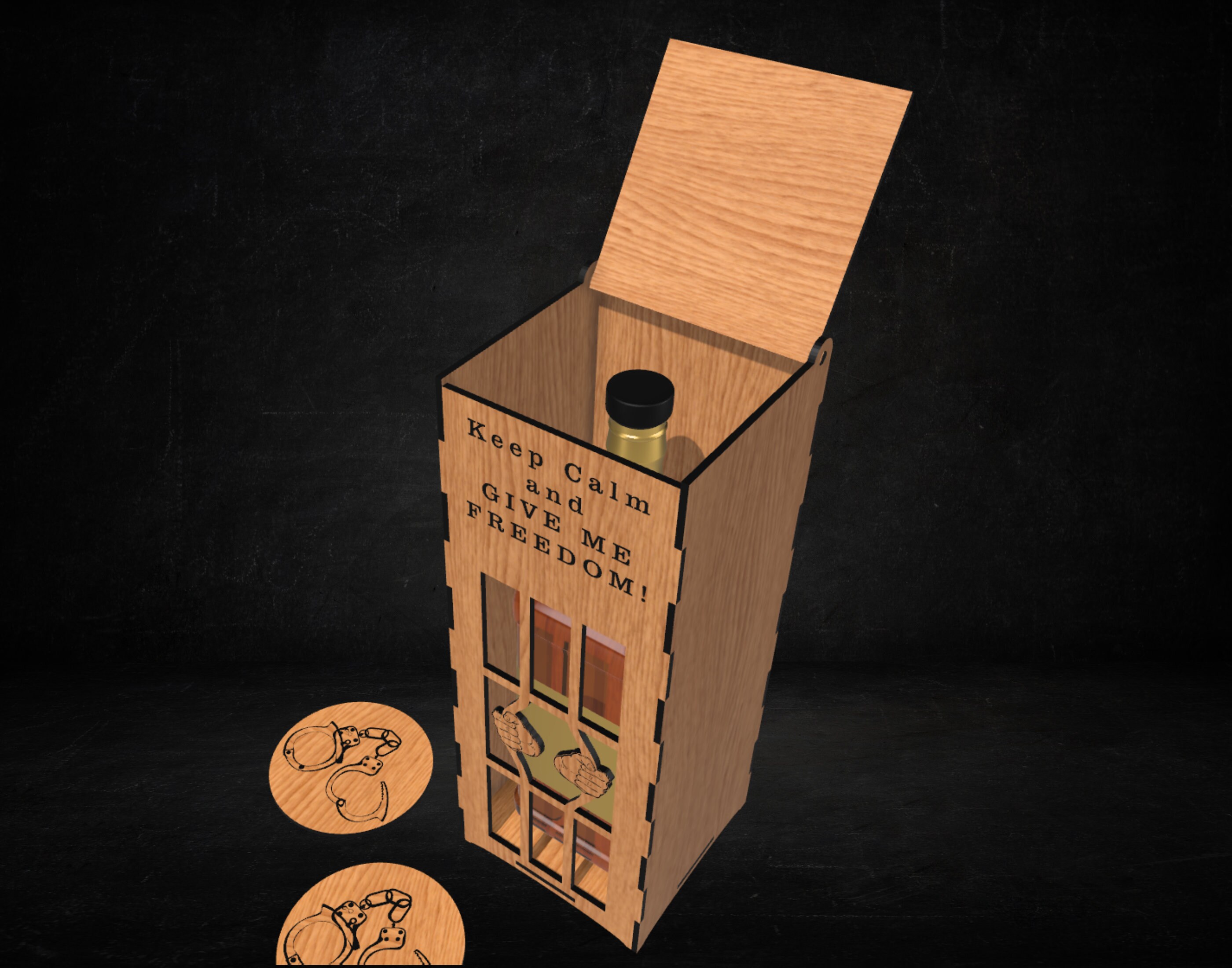 Cage Whiskey Box, Laser Cut Whiskey Box, Plywood Whiskey Box, Laser ...