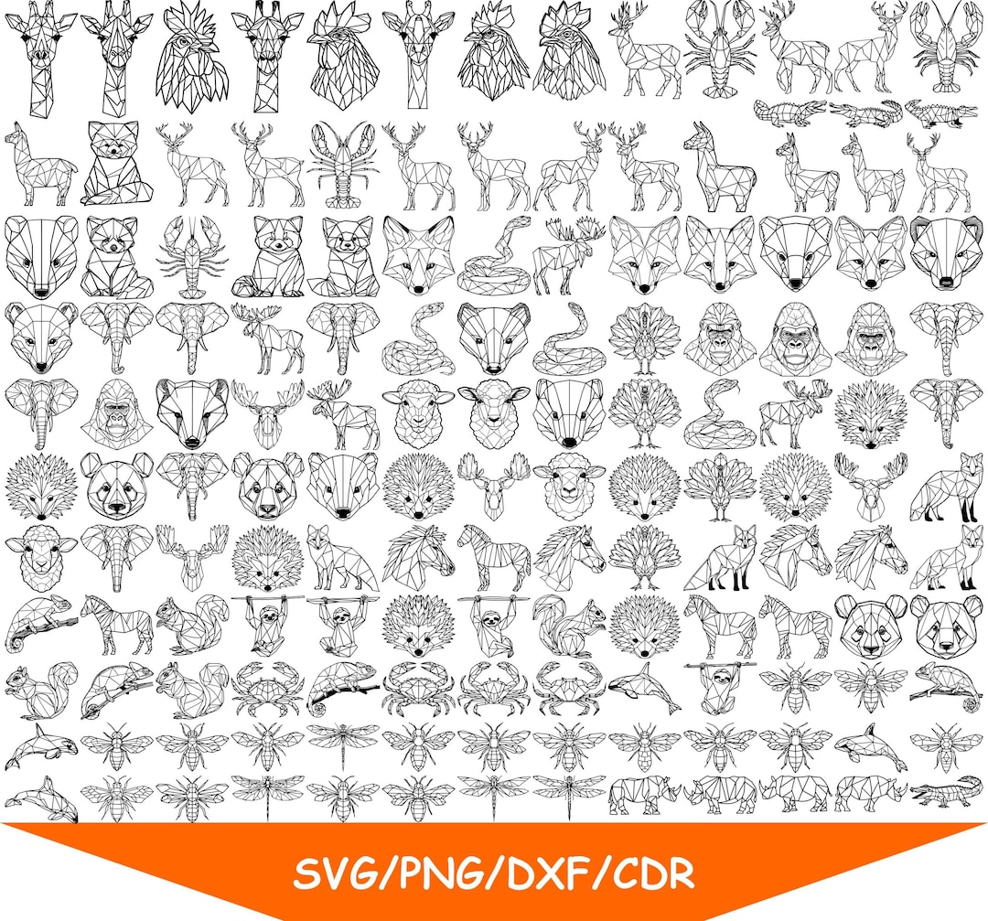 150 Geometrical Animals Svg Bundle, Geometric Wildlife SVG Digital Arts ...